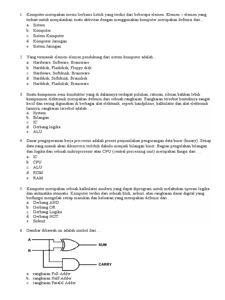 Soal Usp Dasar Program Keahlian TKJ | PDF
