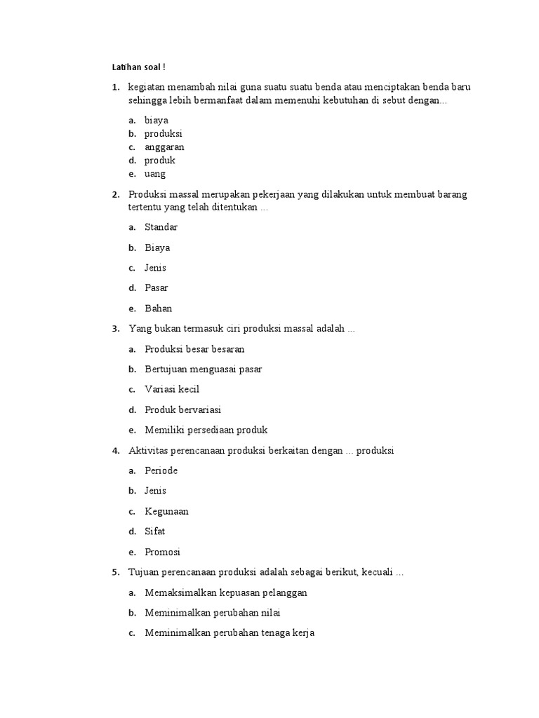Soal Latihan Pas | PDF