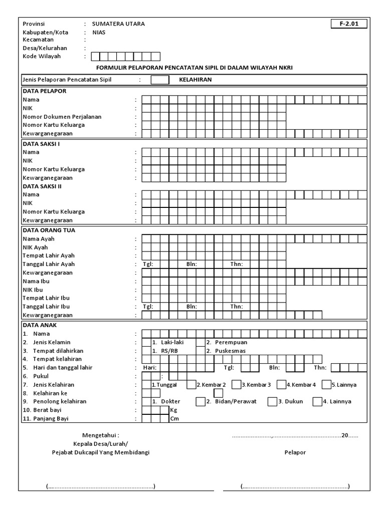 Formulir Akta Kelahiran | PDF