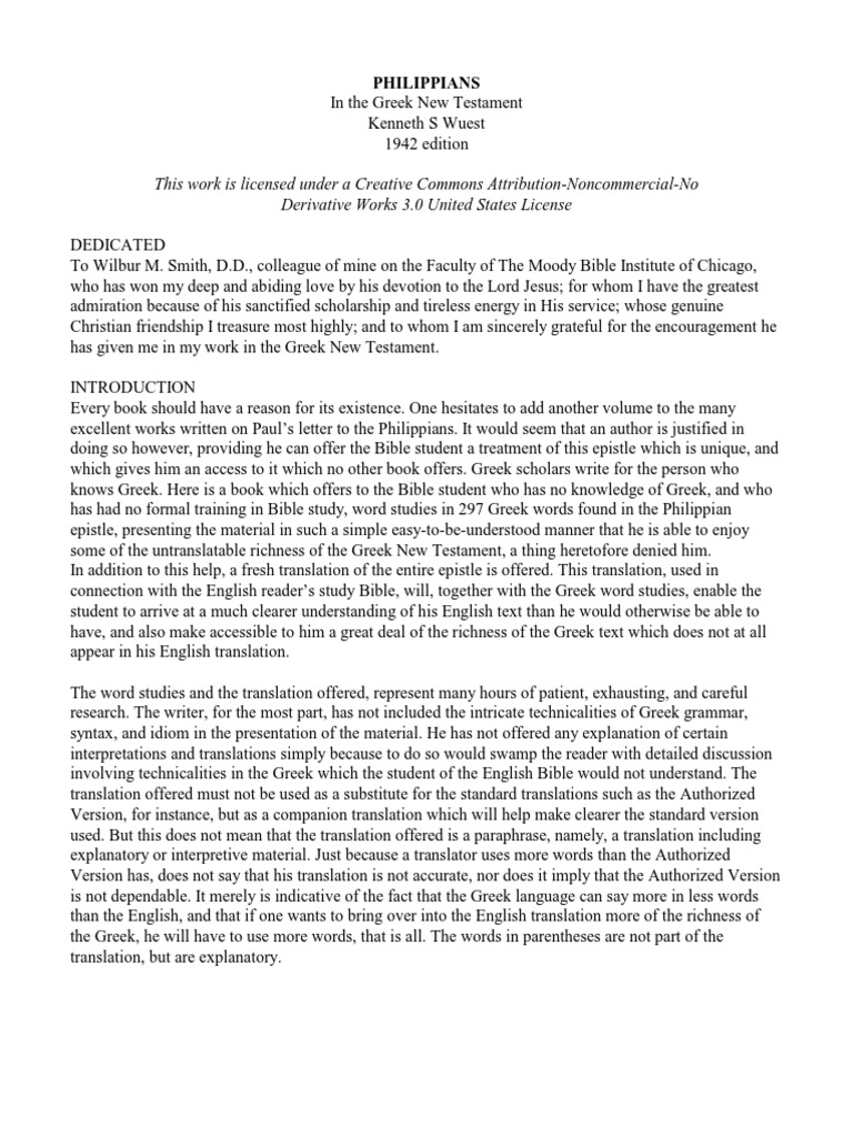 Philippians GNT Kenneth Wuest | PDF