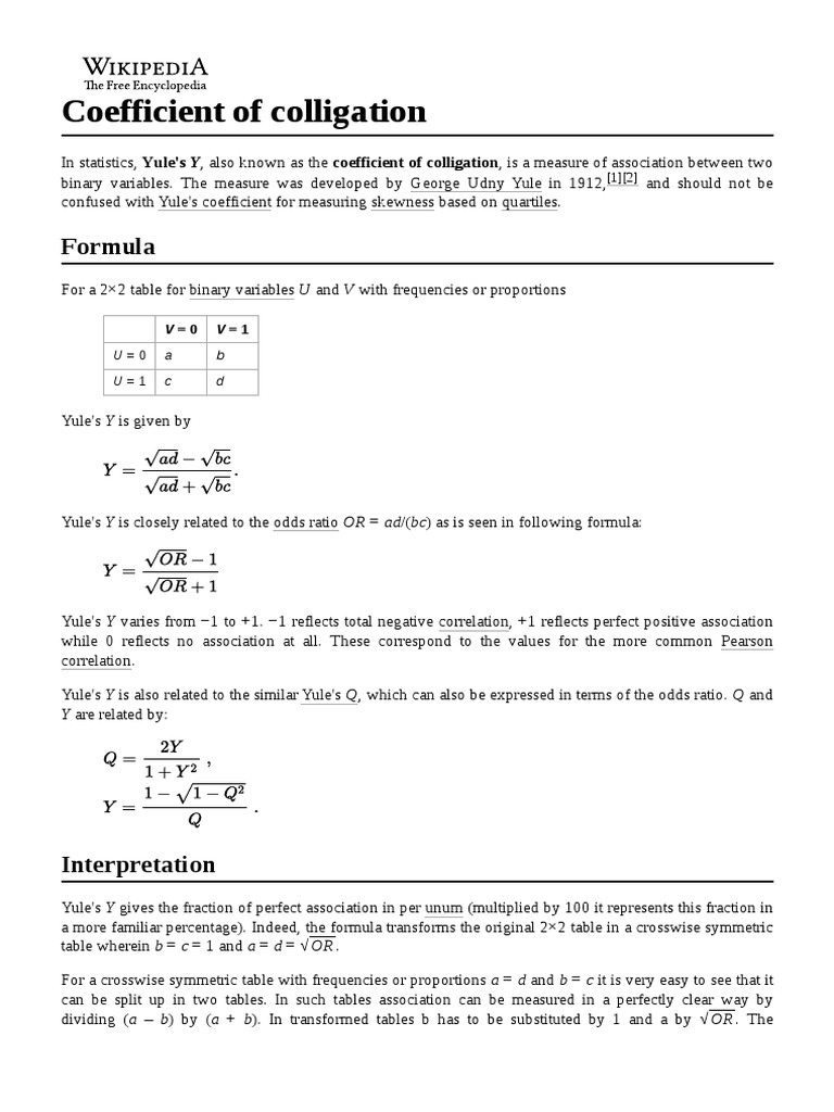 Coefficient of Colligation | PDF