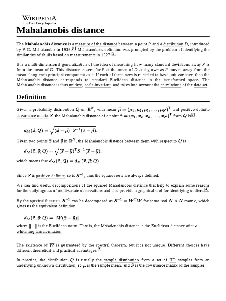 Mahalanobis Distance | PDF