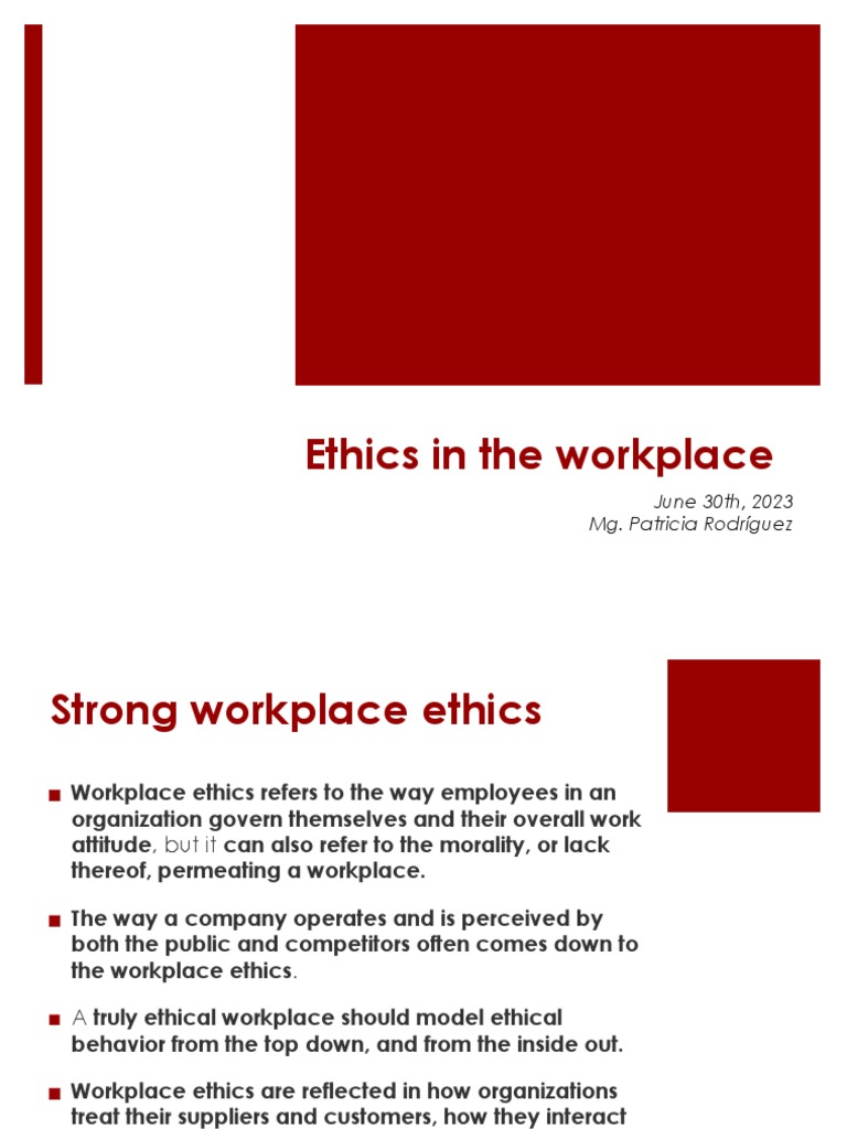 Ethics in the Workplace.pptx (1) | PDF | Organizational Culture ...