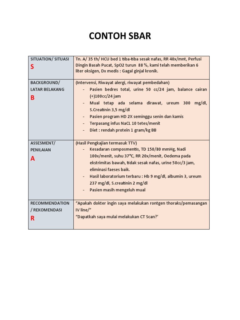 Contoh Sbar | PDF