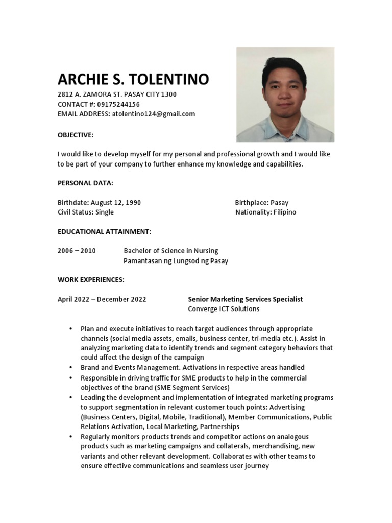 Archie's Resume | PDF | Marketing | Brand