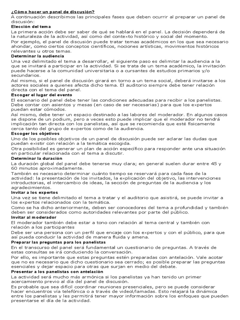 Cómo organizar un panel de discusión | PDF