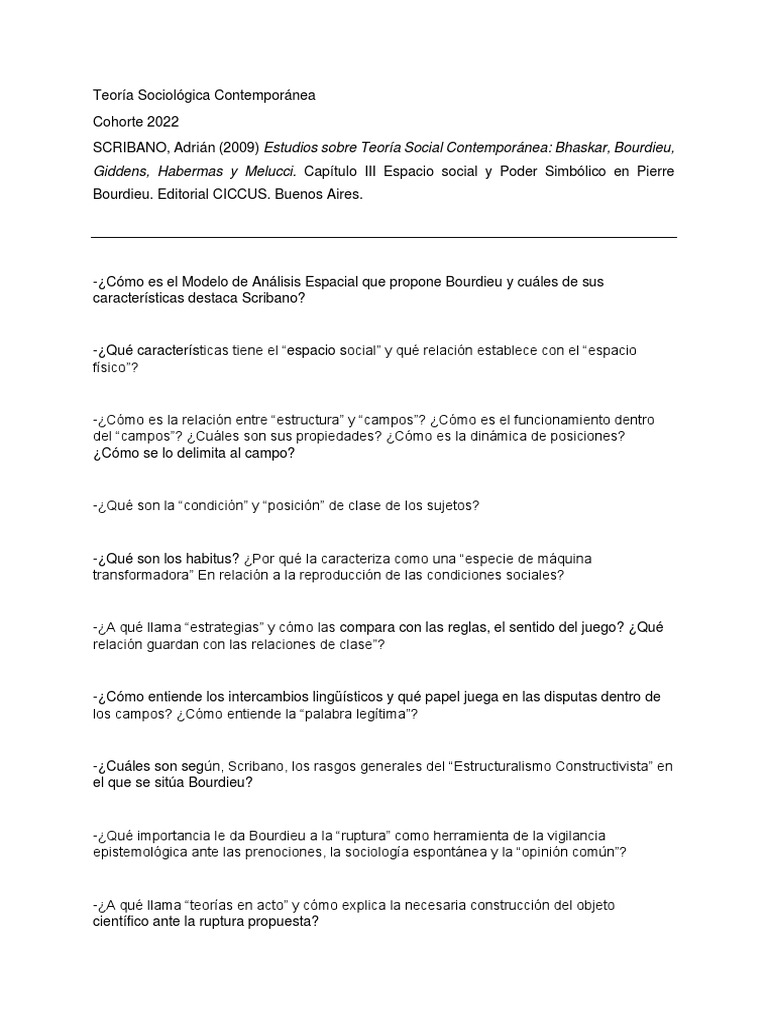 Scribano Sobre Bourdieu-Guia | PDF