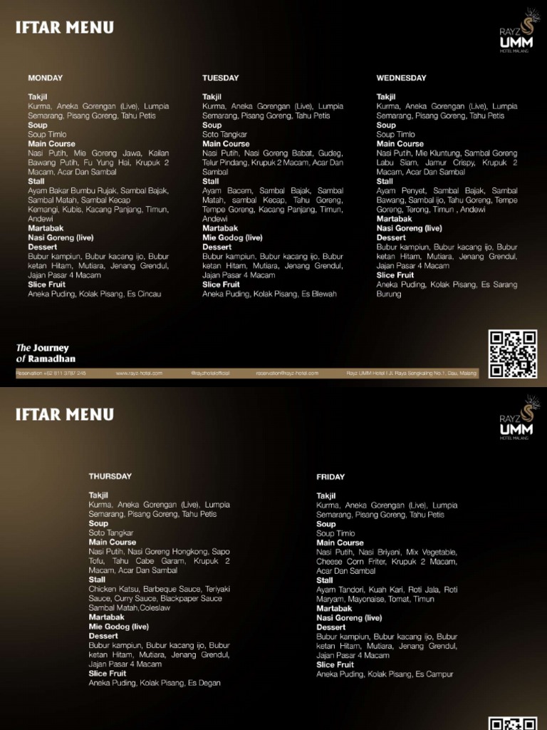 Iftar Menu - Rayz Umm Hotel | PDF