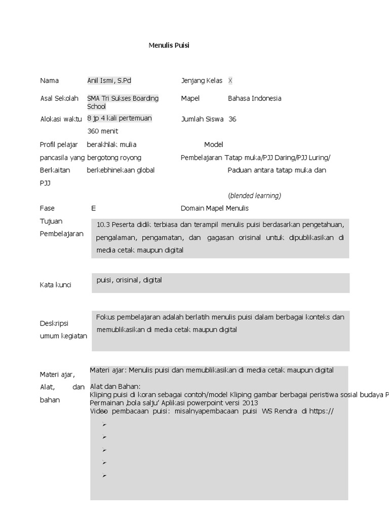 MODUL MENULIS PUISI | PDF