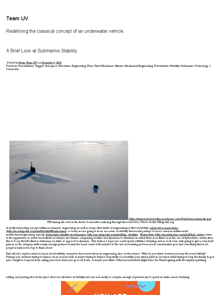 A Brief Look at Submarine Stability _ Team UV | PDF | Buoyancy ...