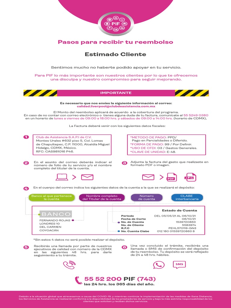 Pasos para Recibir Tu Reembolso: Estimado Cliente | PDF