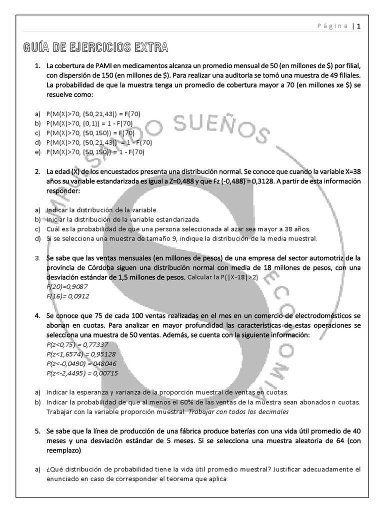 Ejercicios Extra | PDF | Distribución normal