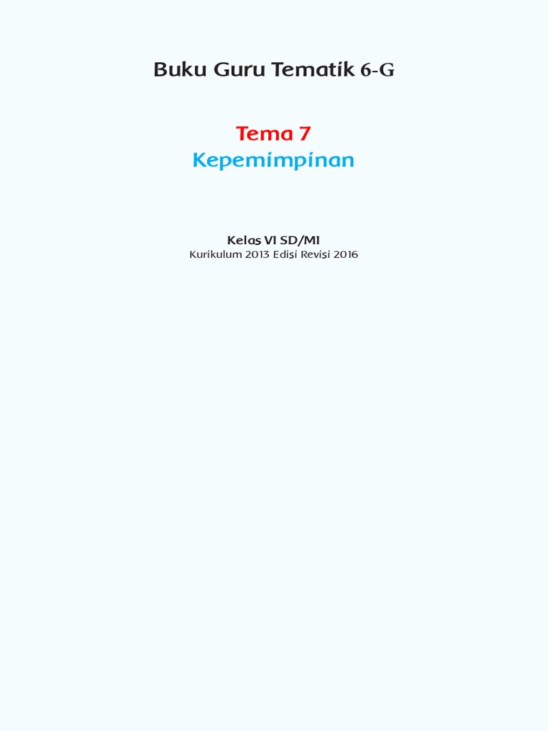 Buku Guru Tematik Kelas 6-G | PDF Buku Guru Tematik Kelas 6-G | PDF