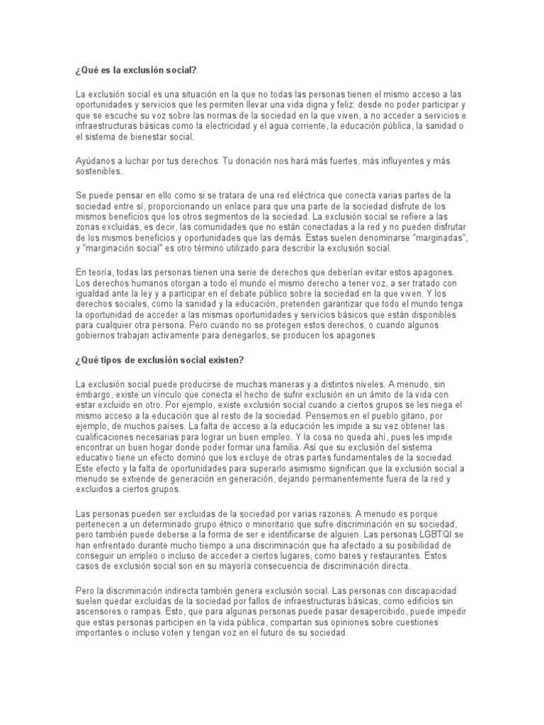 Qué Es La Exclusión Social | PDF | Exclusión social | Pobreza
