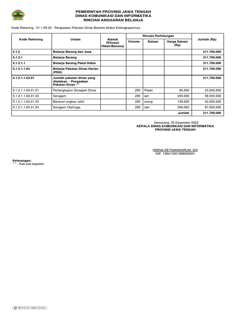 2023 Pengadaan Pakaian Dinas Beserta Atribut Kelengkapannya | PDF