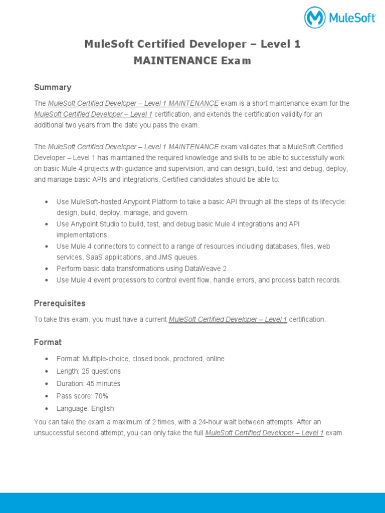 MCD Level1 Maintenance Datasheet | PDF