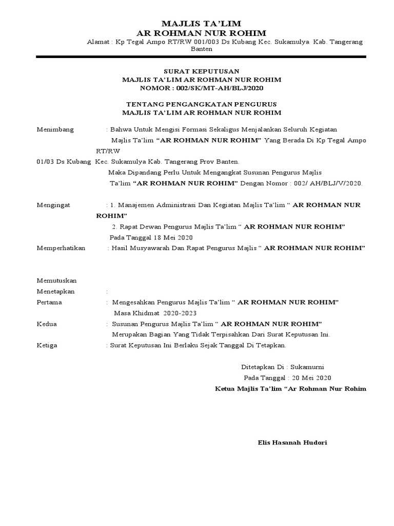 Majlis Ta'Lim Ar Rohman Nur Rohim | PDF