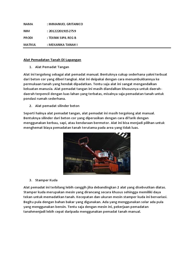 Alat Pemadatan Tanah Manual dan Sederhana | PDF