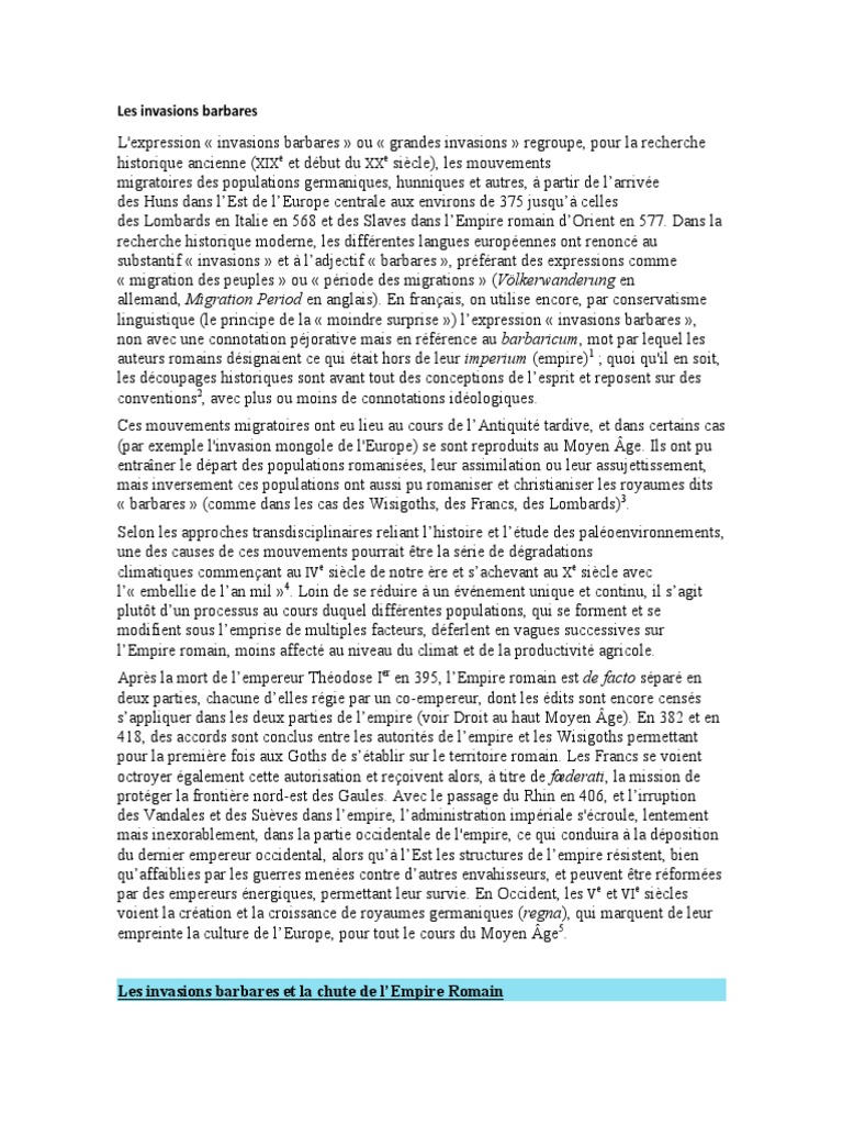 Invasions barbares et chute romaine | PDF | Empire romain | L'Europe