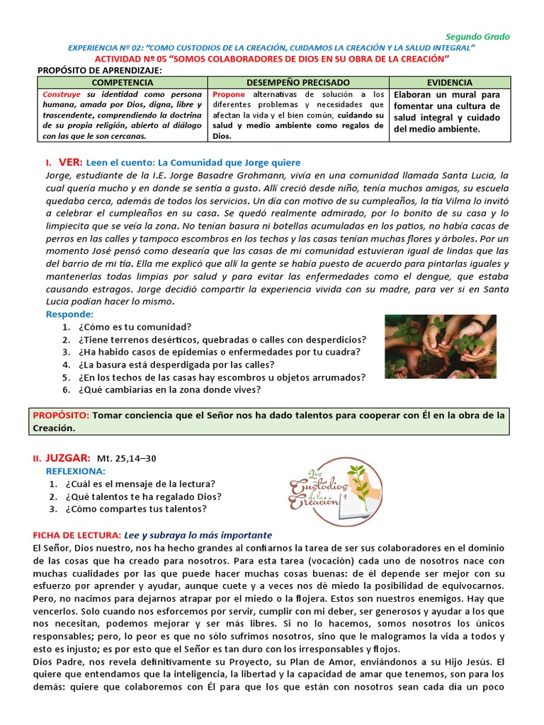 Act 5 Somos Colaboradores de La Creación - 2do | PDF