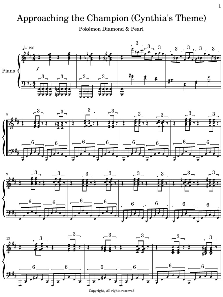 Approaching The Champion (Cynthia's Theme) | PDF