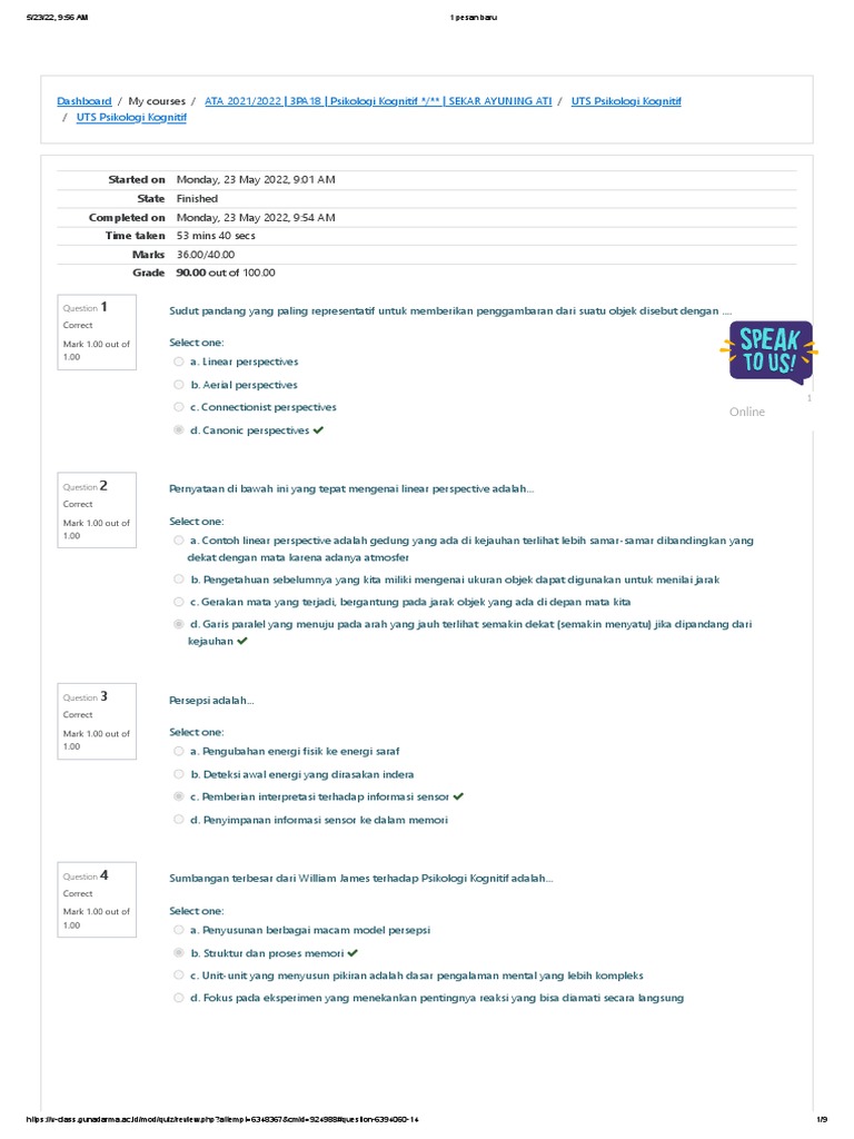 UTS Psikologi Kognitif - Attempt Review | PDF