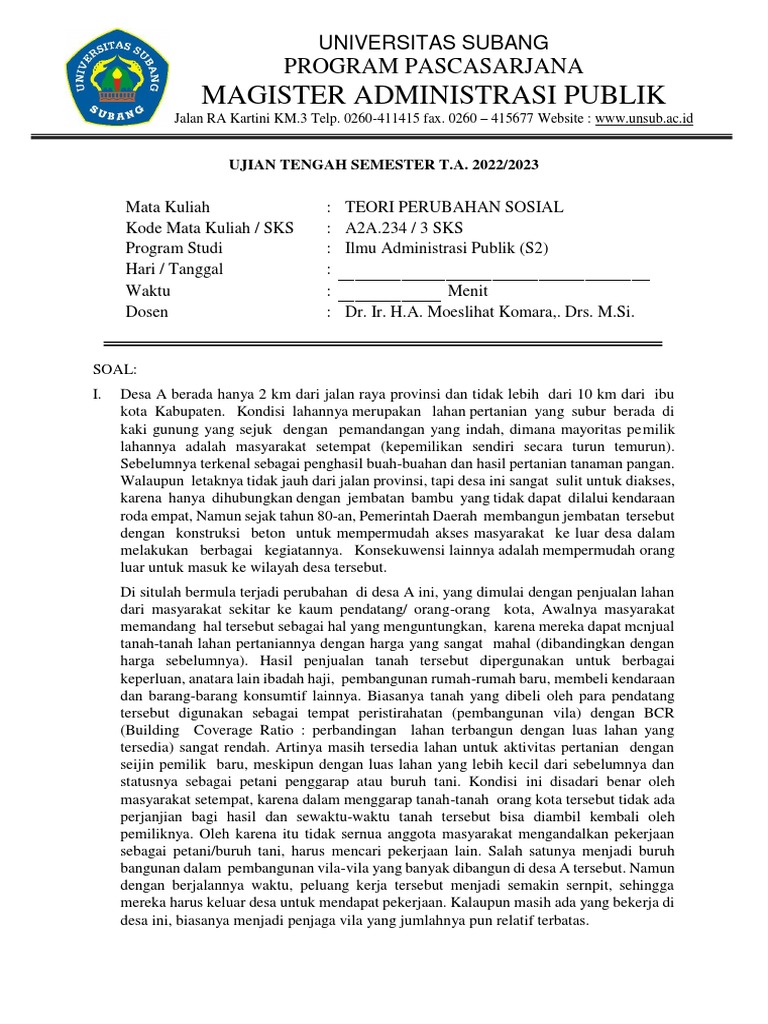 TEORI PERUBAHAN SOSIAL - Dr. Moeslihat | PDF