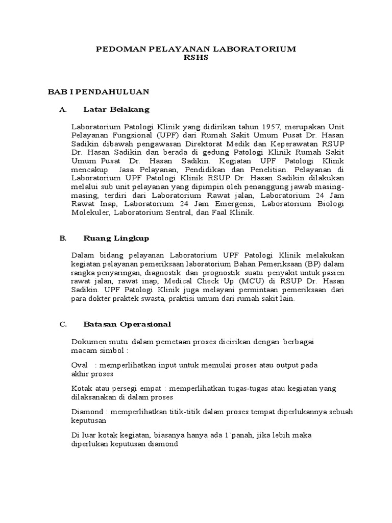 Pedoman Pelayanan Laboratorium RSHS | PDF | Sains & Matematika