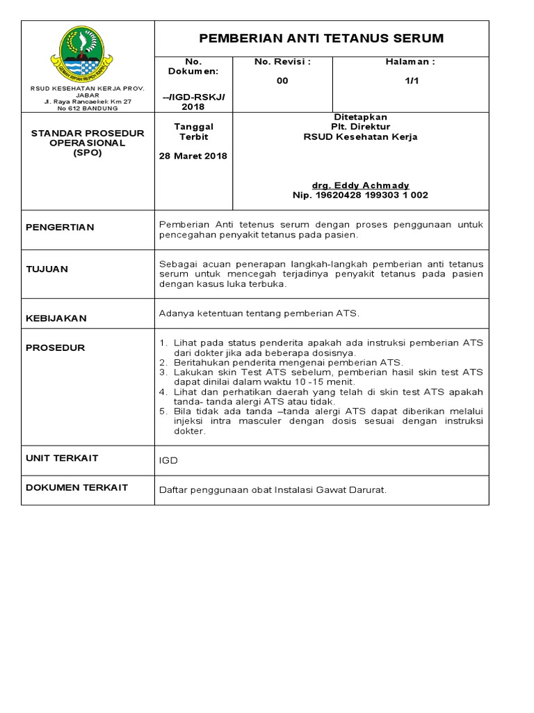Sop Pemberian Ats | PDF
