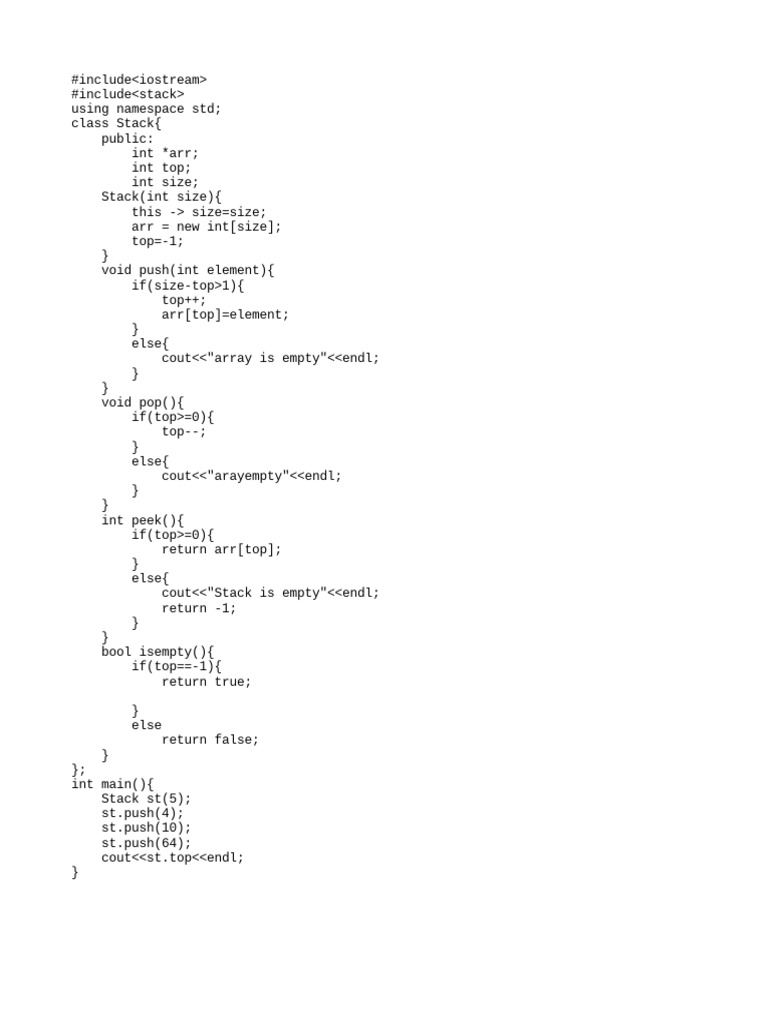 Stack Implementation Using Array | PDF Stack Implementation Using Array | PDF