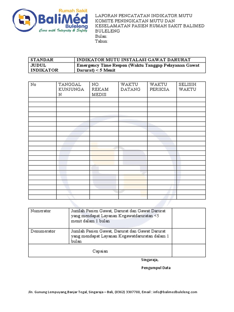 Laporan Pencatatan Imut Igd Respon Time | PDF