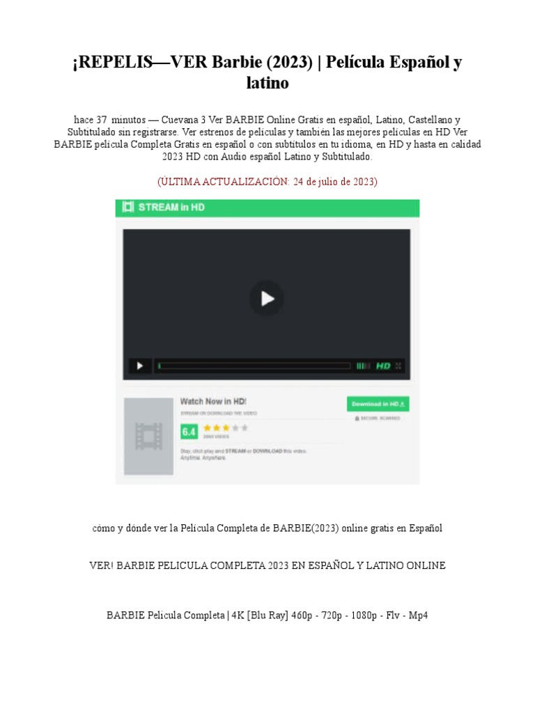 ¡REPELIS-VER Barbie (2023) - Película Español y Latino: (ÚLTIMA ...