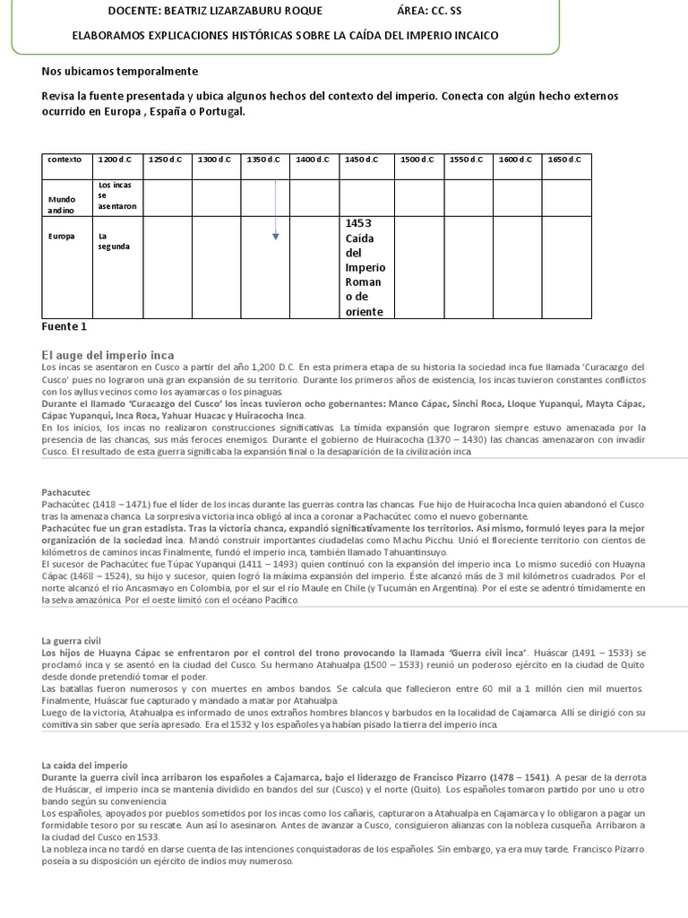 Elaboramos Explicaciones Históricas Sobre Las Causas y Consecuencias de ...