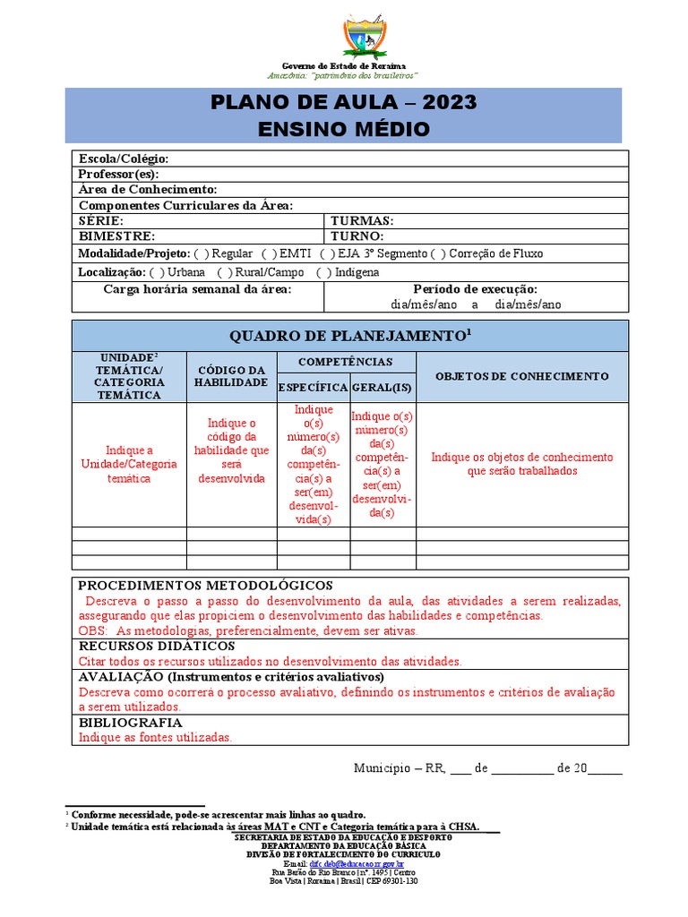 Plano de Aula Ensino Médio | PDF