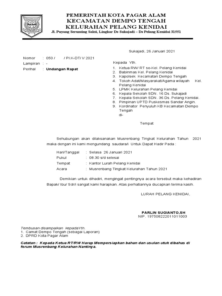 Undangan Musrenbang dan Reses 2021 | PDF