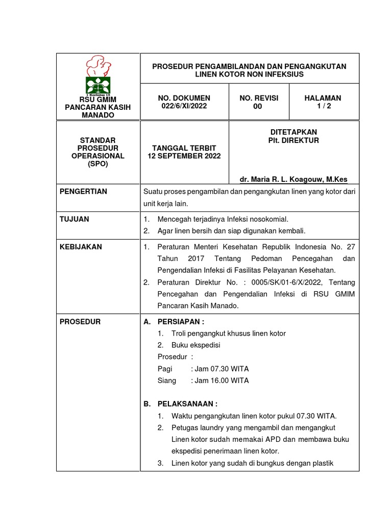 PPI6 - EP2 - SPO Prosedur Pengambilan Dan Pengangkutan Linen Kotoe Non ...