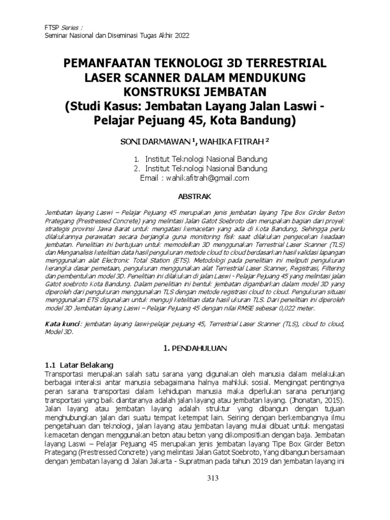 35 Pemanfaatan Teknologi 3d Terrestrial Laser Scanner Dalam Mendukung Konstruksi Jembatan Pdf