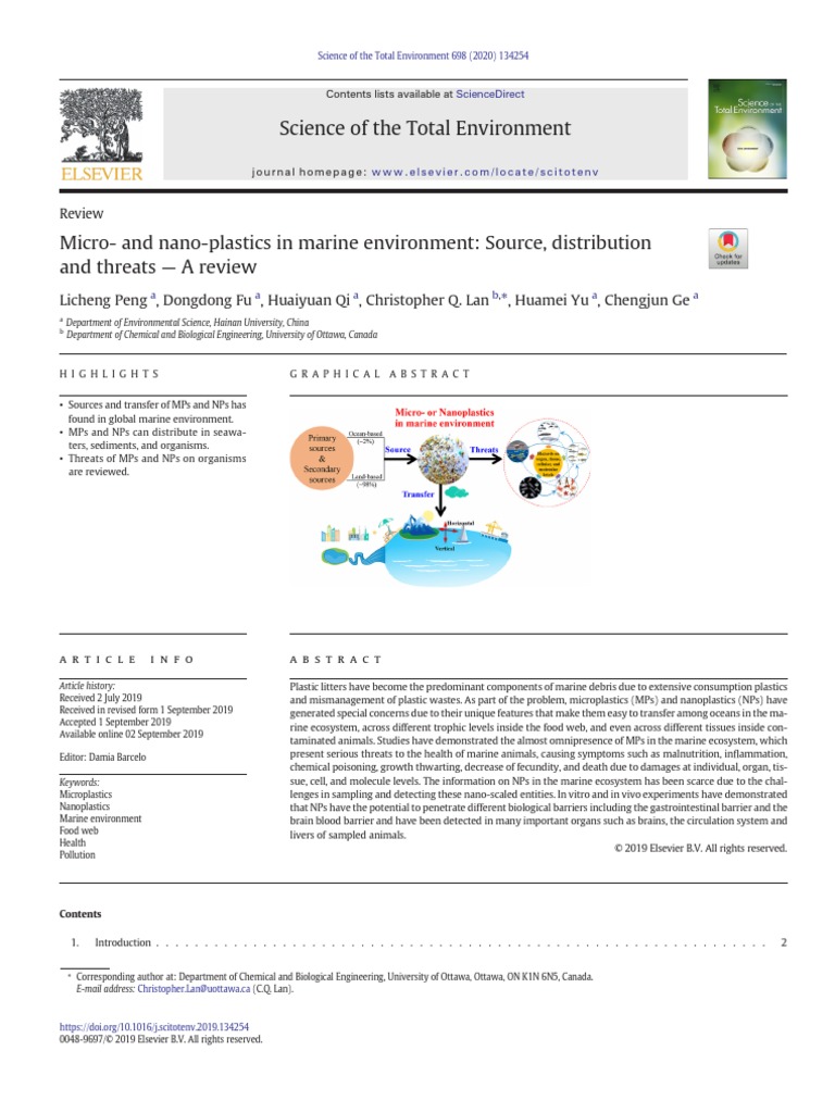 Micro - and Nano-Plastics in Marine Environment | PDF | Plastic | Oceans