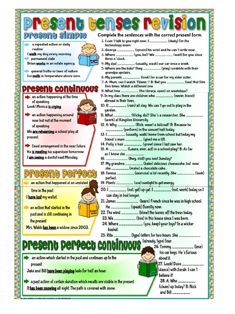 PRESENT TENSES - READING WORKSHEET | PDF