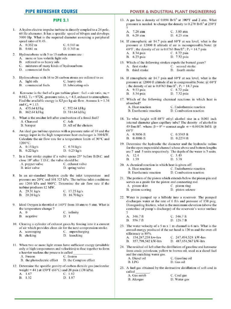 PIPE Refresher 3 | PDF