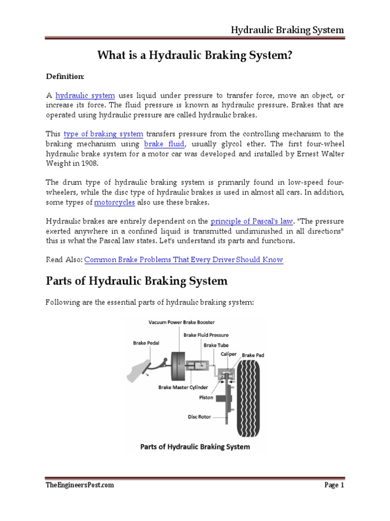 Overview of Hydraulic Brake Systems | PDF