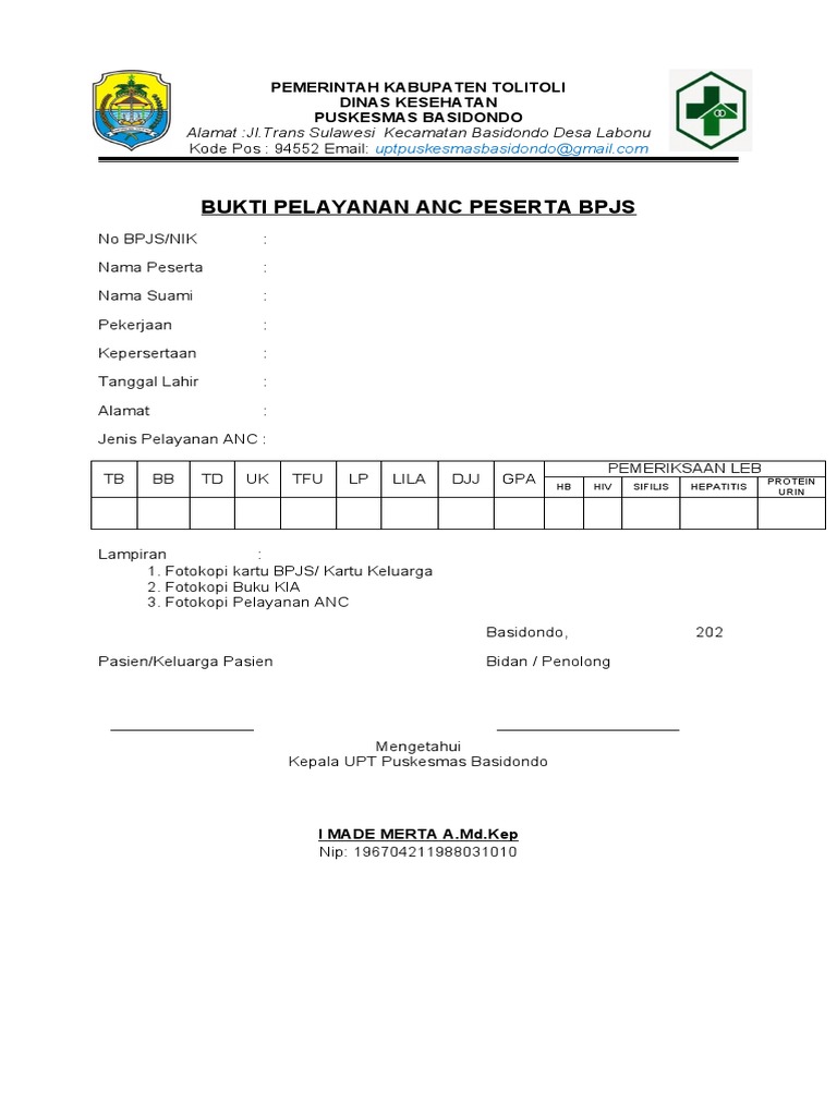 Bukti Pelayanan ANC | PDF