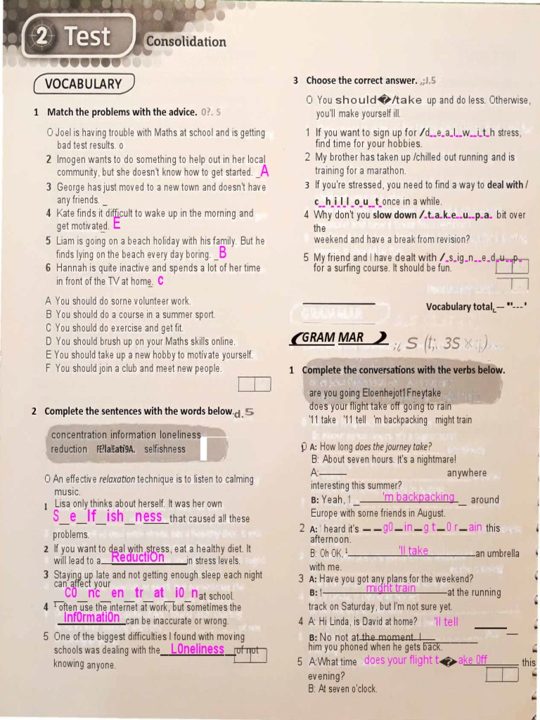 Achievers b1+ Test Unit 2 | PDF | Cognition | Behavior Modification