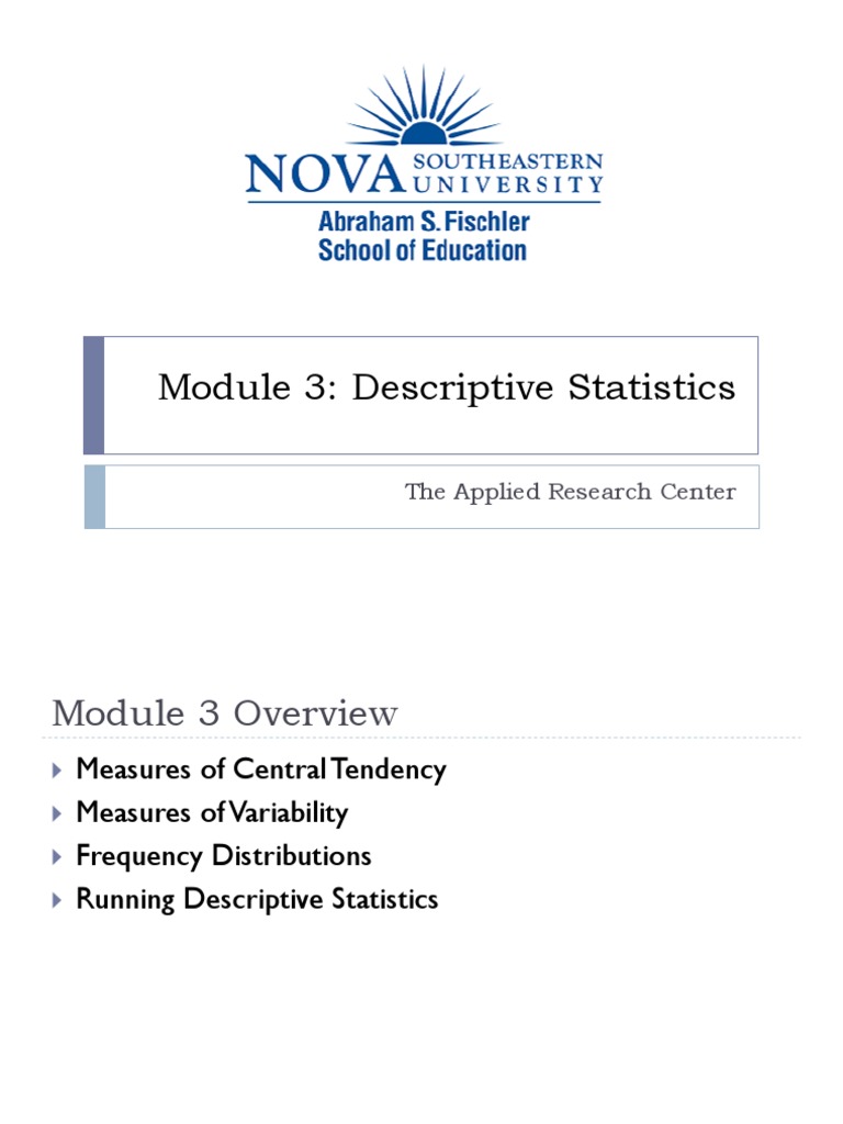 Module 3 Descriptive Statistics | PDF | Mode (Statistics) | Mean