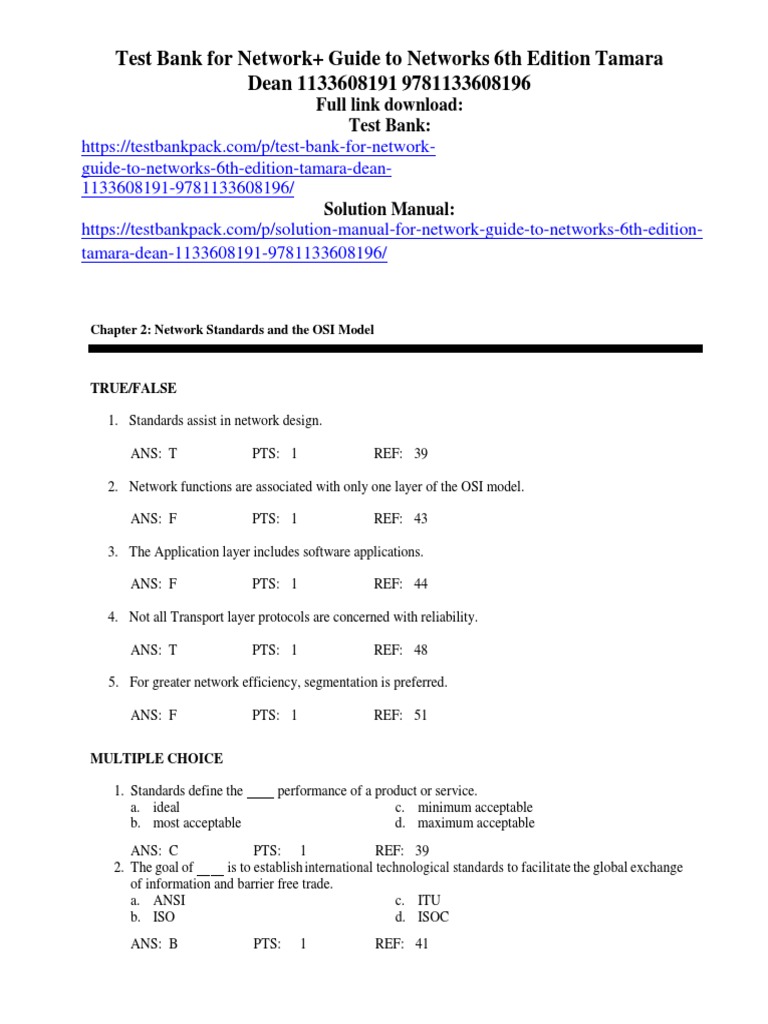 Network Guide To Networks 6th Edition Tamara Dean Test Bank | PDF ...