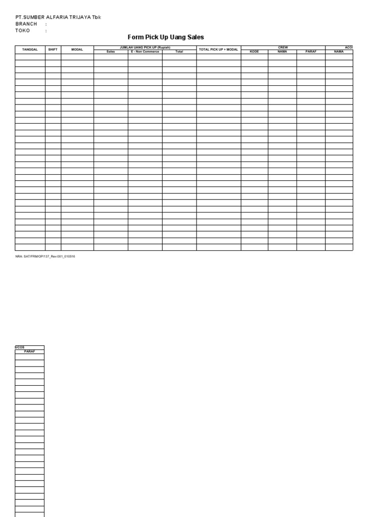 4. MAP ACCO 4 - Form Pick Up Uang Sales | PDF