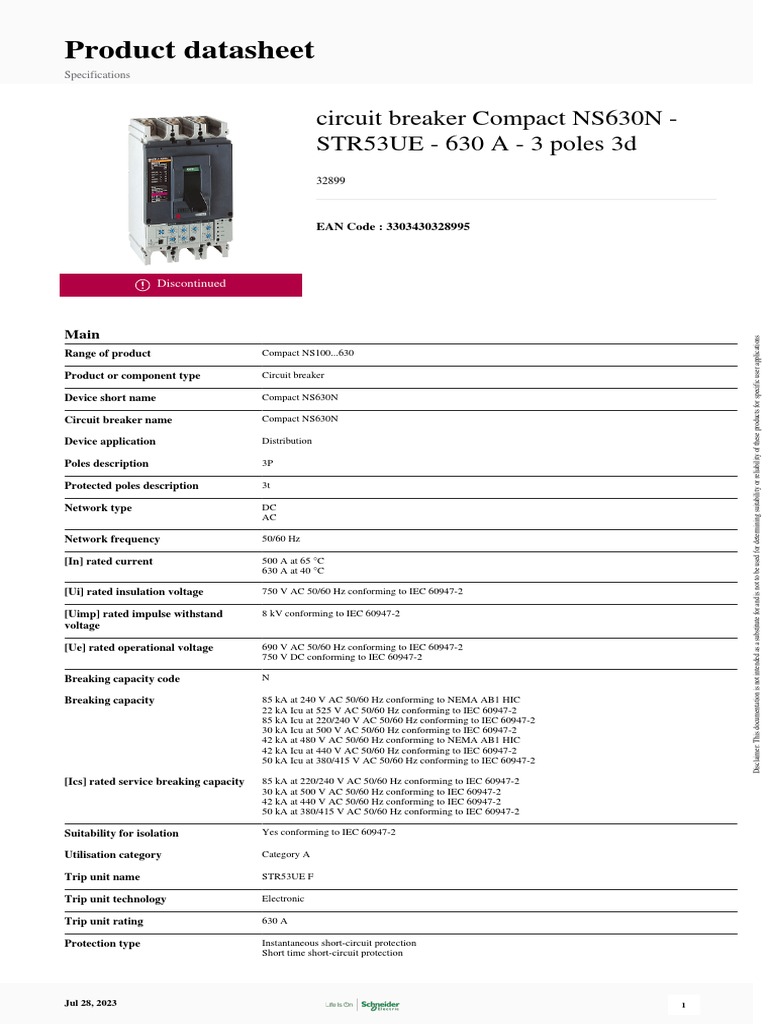 Compact NS - 630A - 32899 | PDF | Alternating Current | Electrical Network
