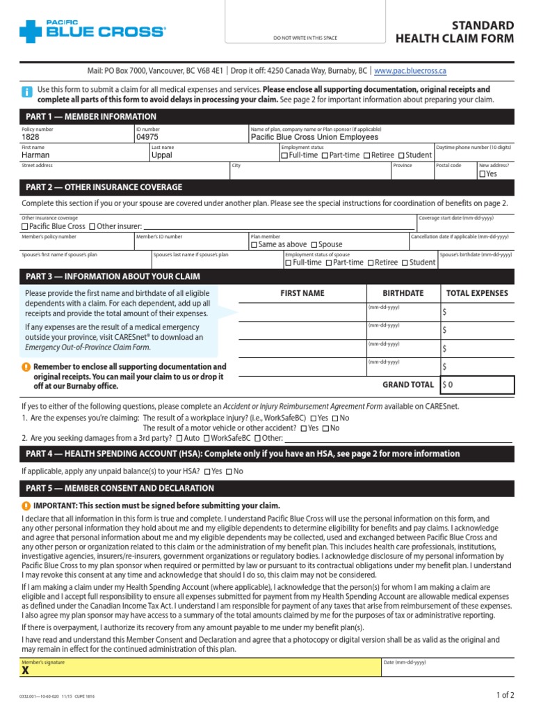 Claim Form Template | PDF