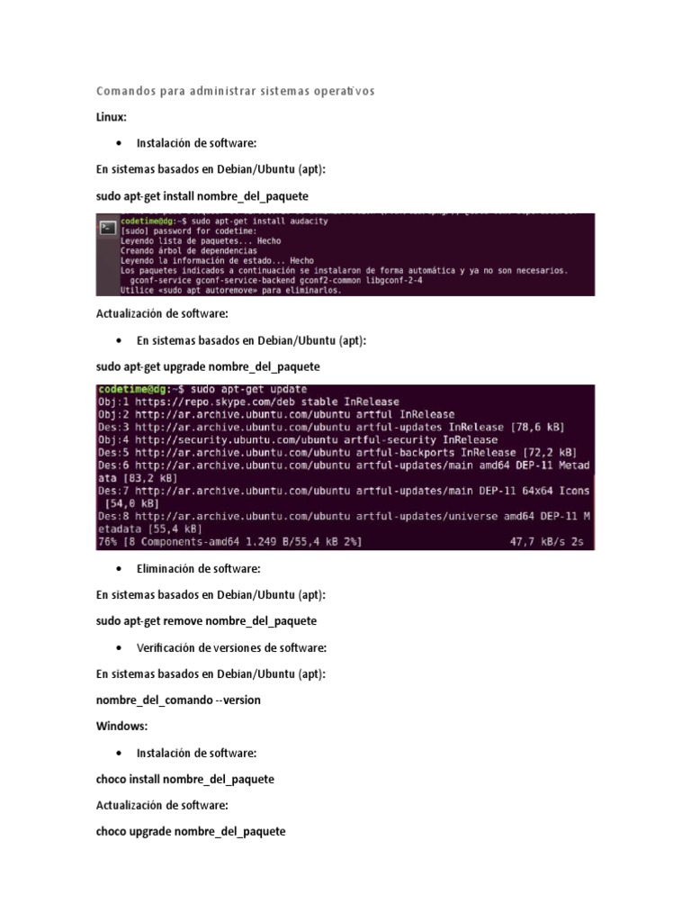 Comandos de administración en Linux y Windows | PDF | Informática ...