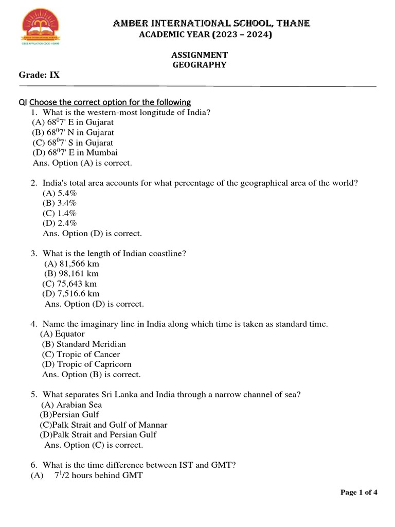 India - Size and Location Assignment | PDF | Latitude | Longitude